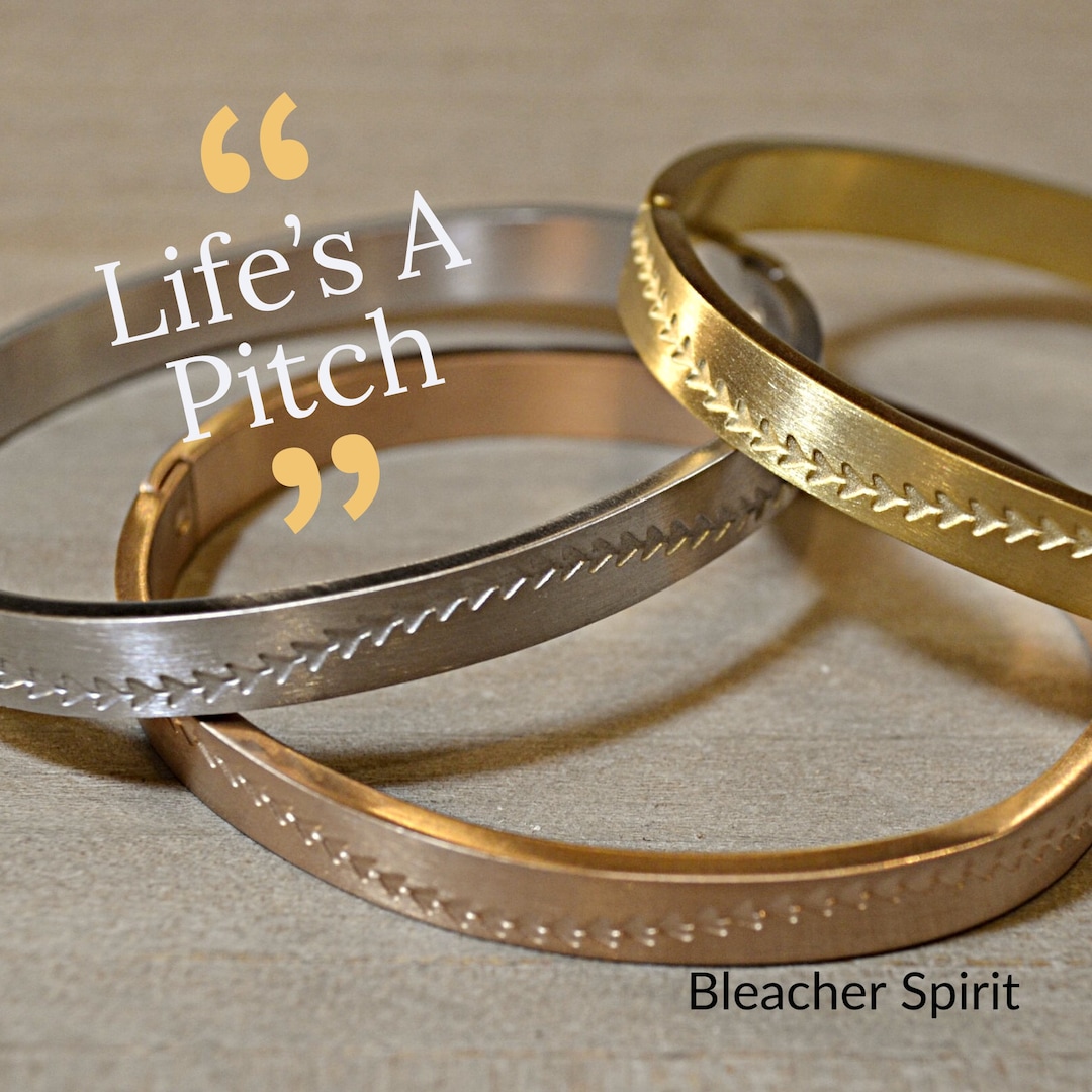 Baseball Seam Hinged Bangle Bracelet: Matte Gold, Silver, Rose Gold - Etsy