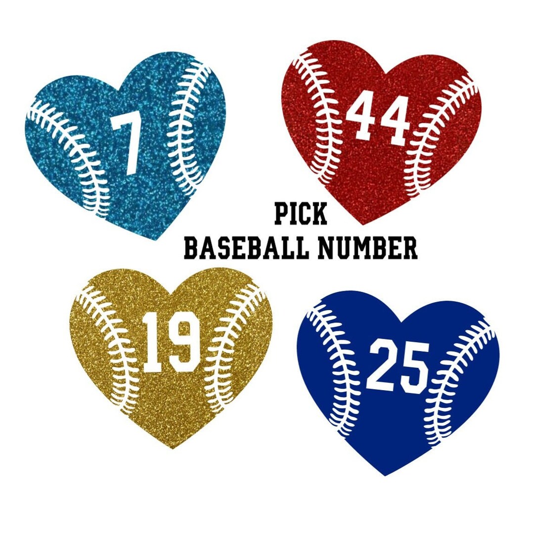 Personalized Baseball Number Iron on Decal: Glitter Heart Patch - Etsy