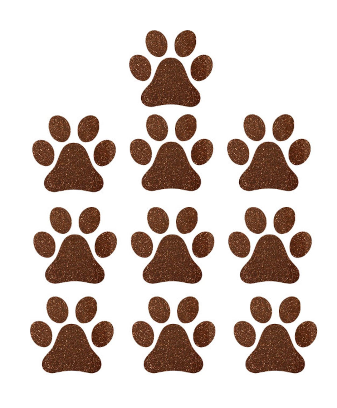 Paw Print Iron on Decal: 10 Glitter or Non-glitter Dog Paws, 1x1 Inch ...