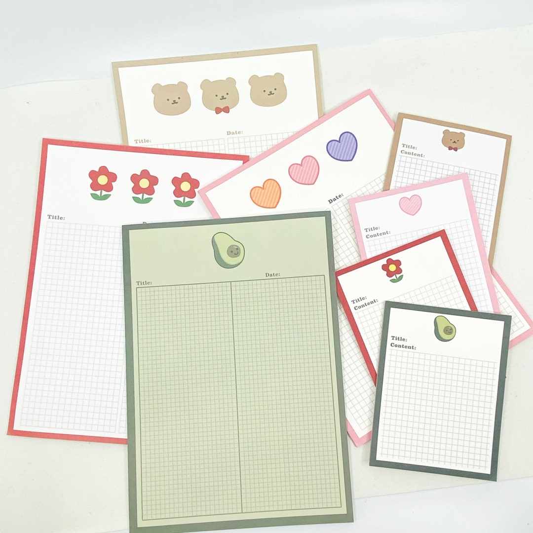 Heart Avocado Grid Notepads Charming Script Gingham Notepad - Etsy