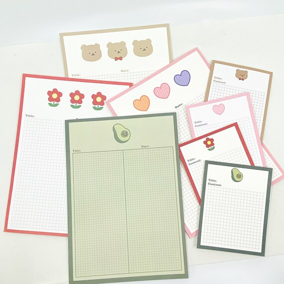 Heart Avocado Grid Notepads Charming Script Gingham Notepad | Etsy