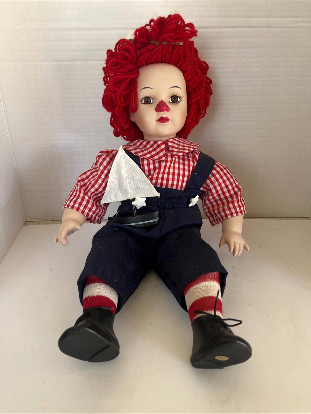 Vintage Porcelain Raggedy Andy With Sail Boat Doll 16” - Etsy