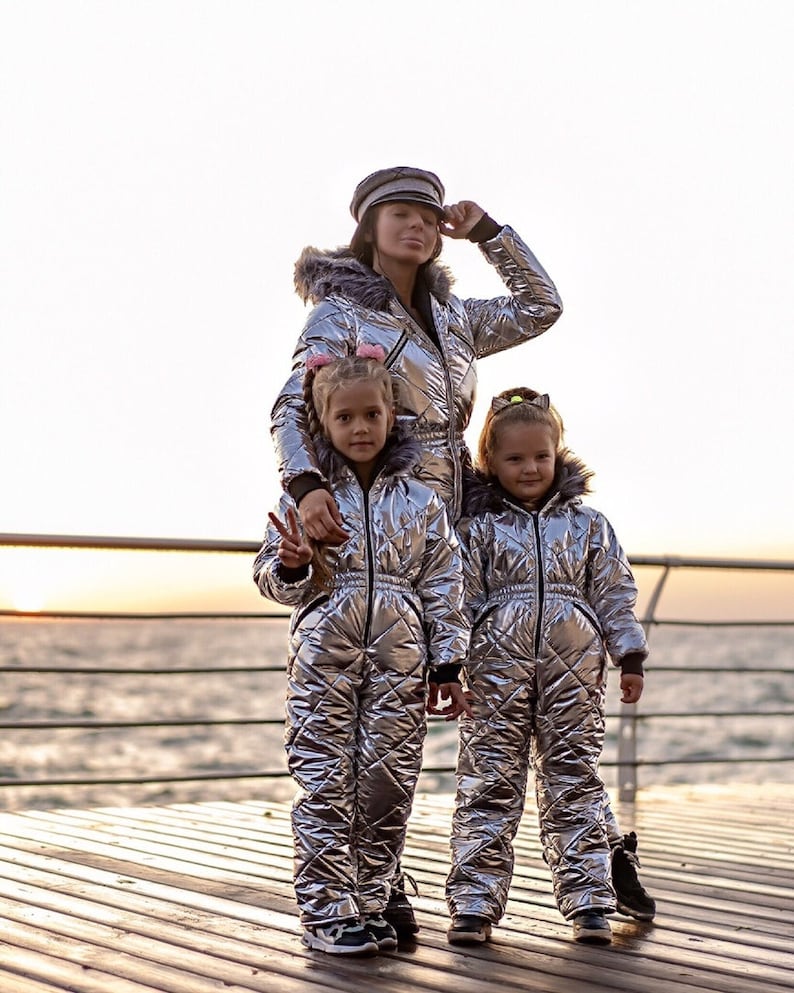 Metallic Silver Ski Suit Man Woman Overall Jumpsuit Glanz | Etsy