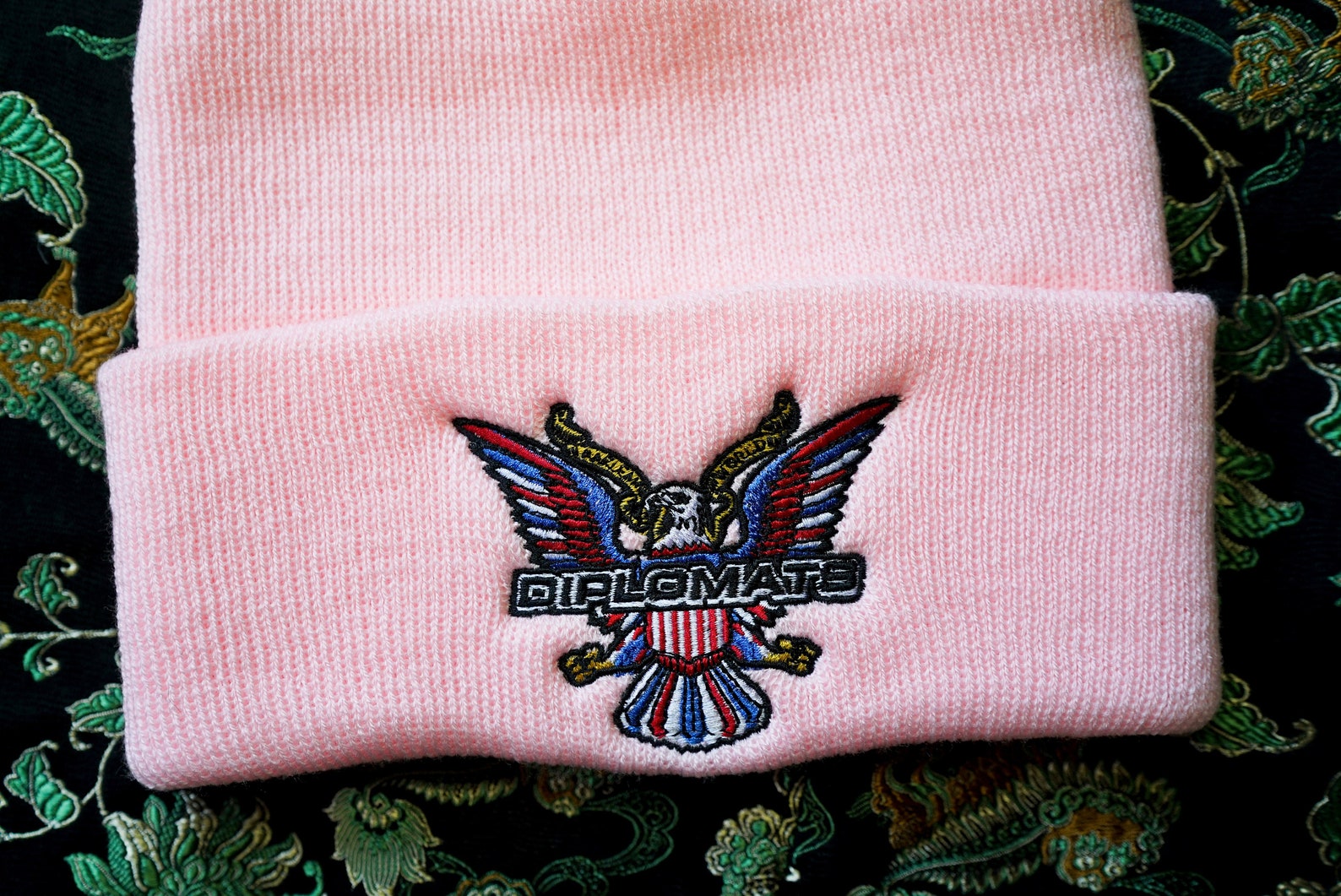 Diplomats Logo Embroidered Beanie Hat in Pink Camron Jim - Etsy