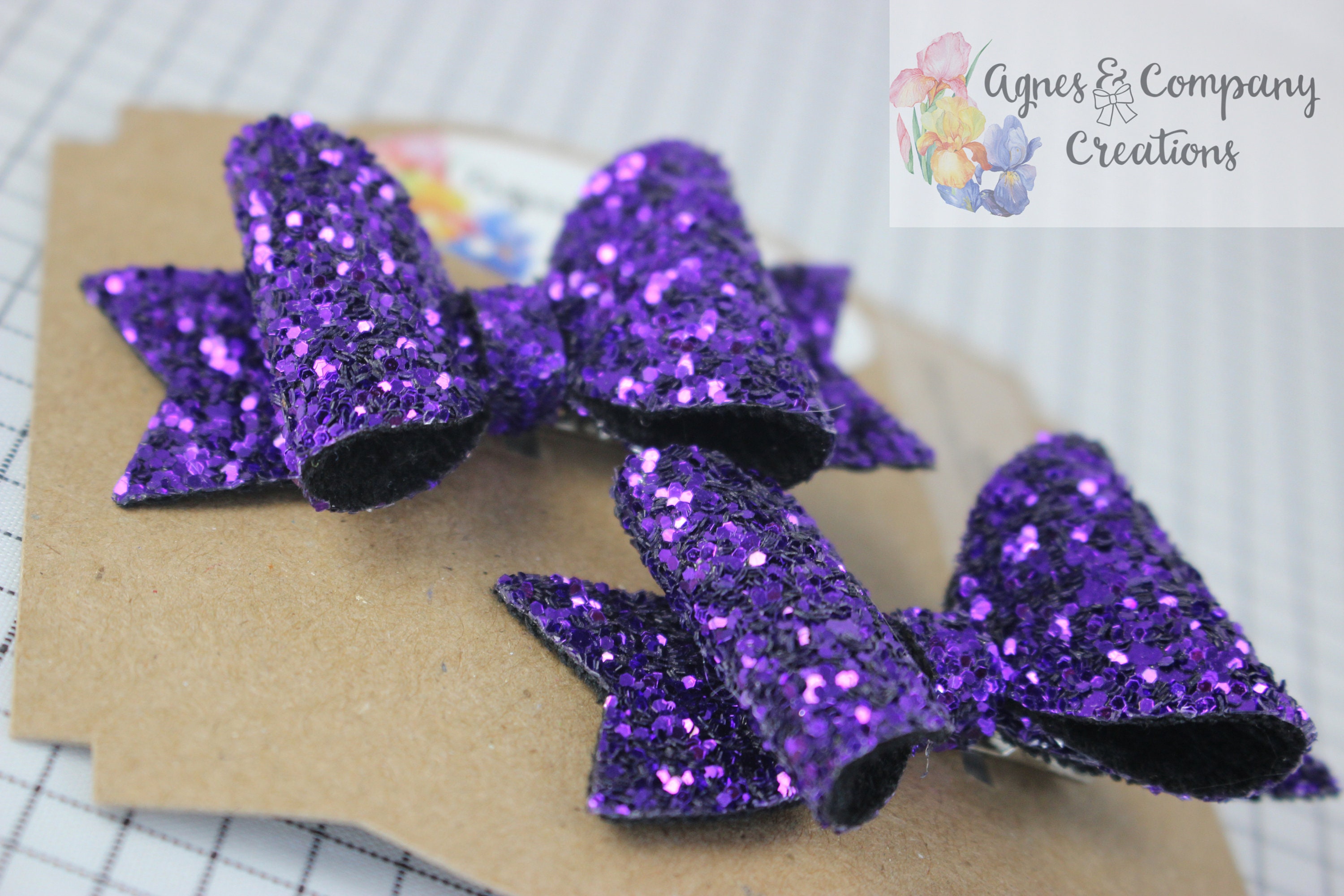 Sutton Single Loop Mini Pigtail Bows Pair Royal Purple Chunky | Etsy