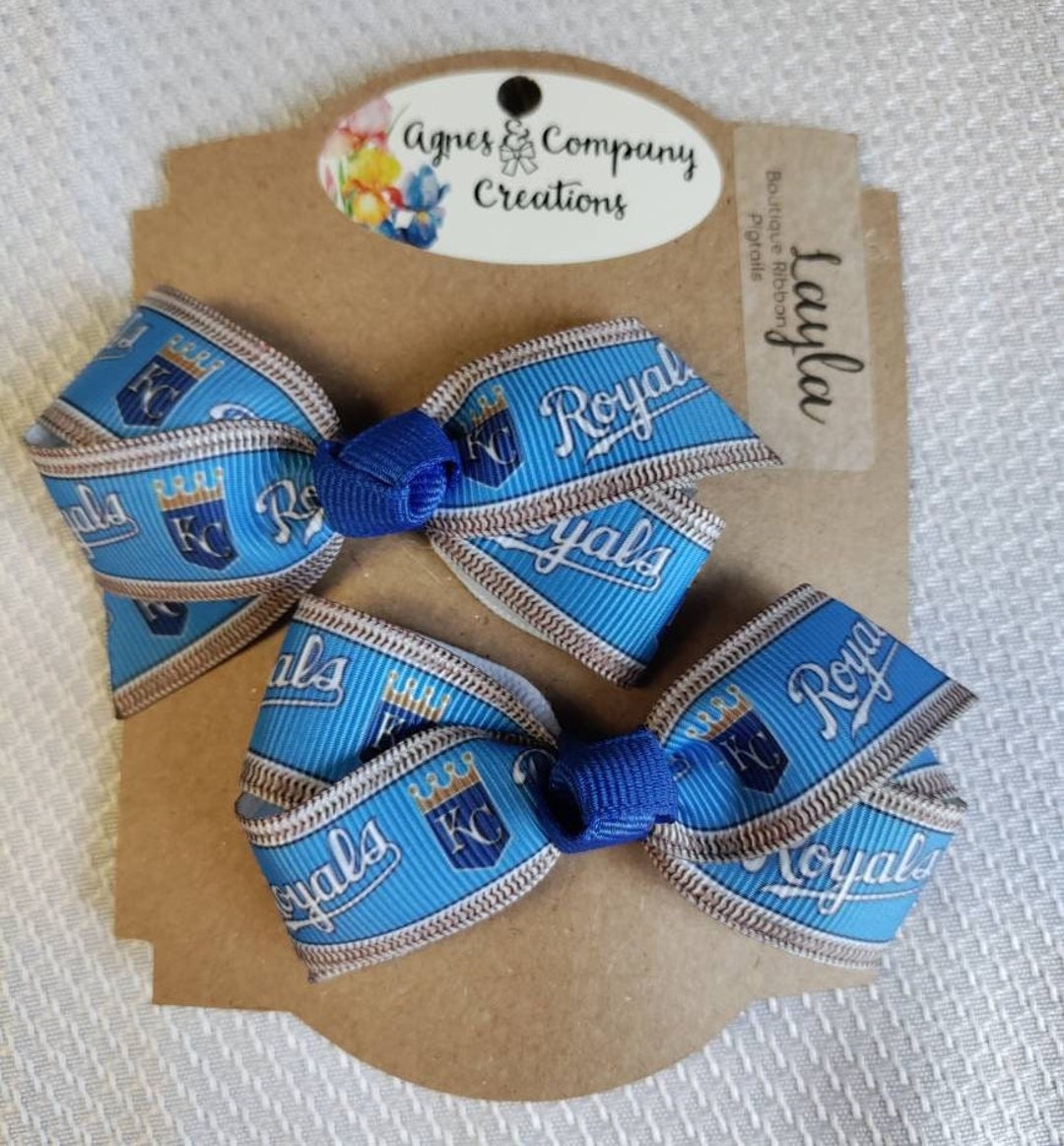 Layla Boutique Style Pigtail Bows KC Royals Inspired Grosgrain - Etsy