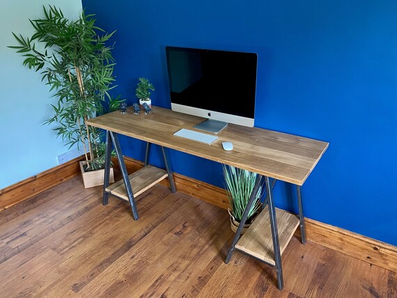 Oak industrial desk store