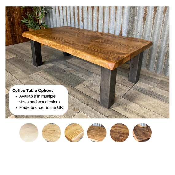 Live Edge Coffee Table Rustic industrial Inspired With Chunky Steel Legs Rustic Coffee Table Solid Wood Coffee Table Etsy