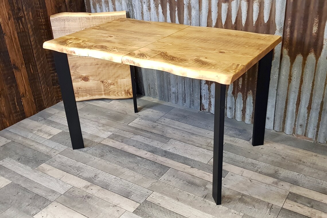 Live Edge Extending Dining Table With Steel Legs Live Edge | Etsy UK