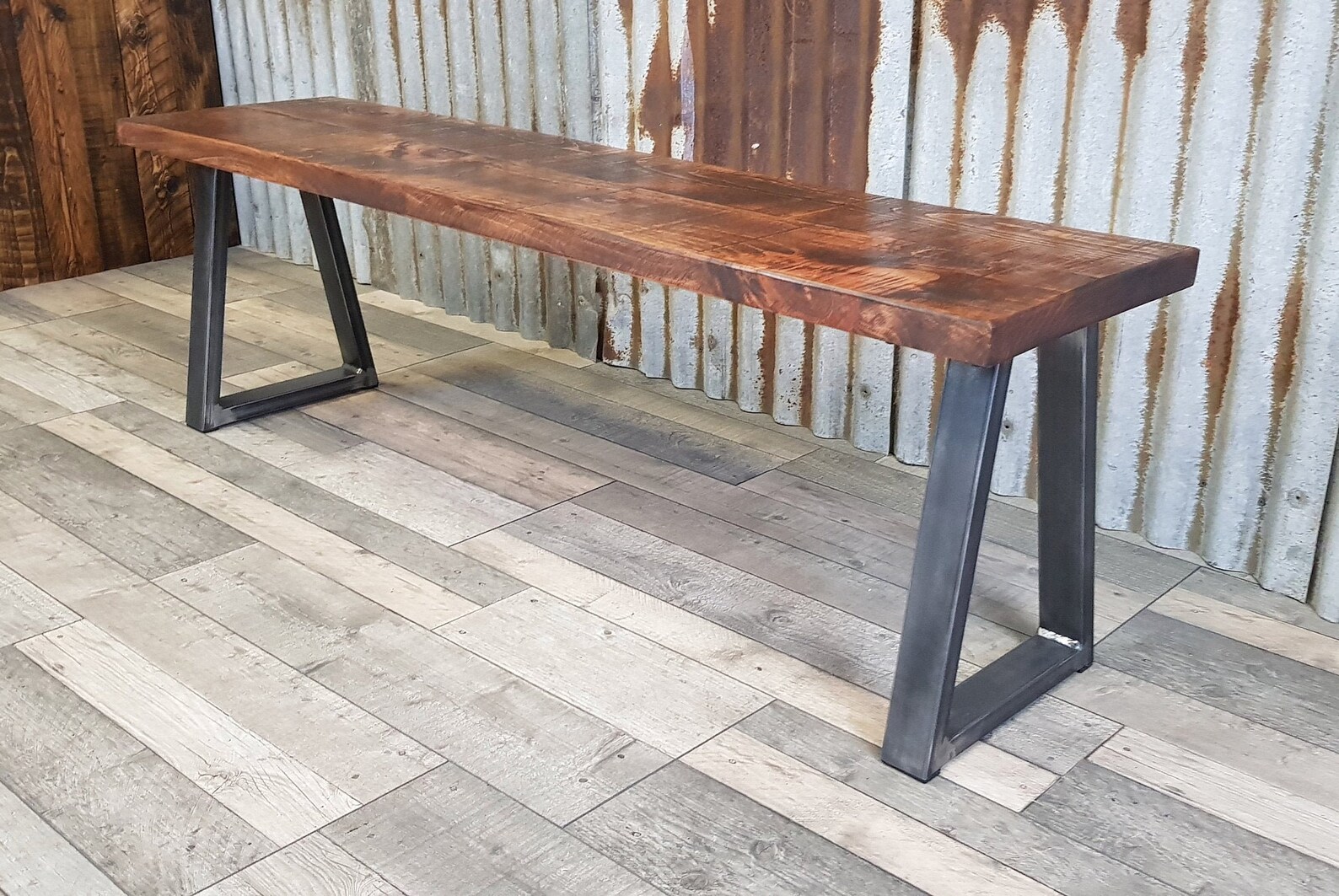 Calia Industrial Style Bench Trapezium Style Bench Wooden - Etsy UK
