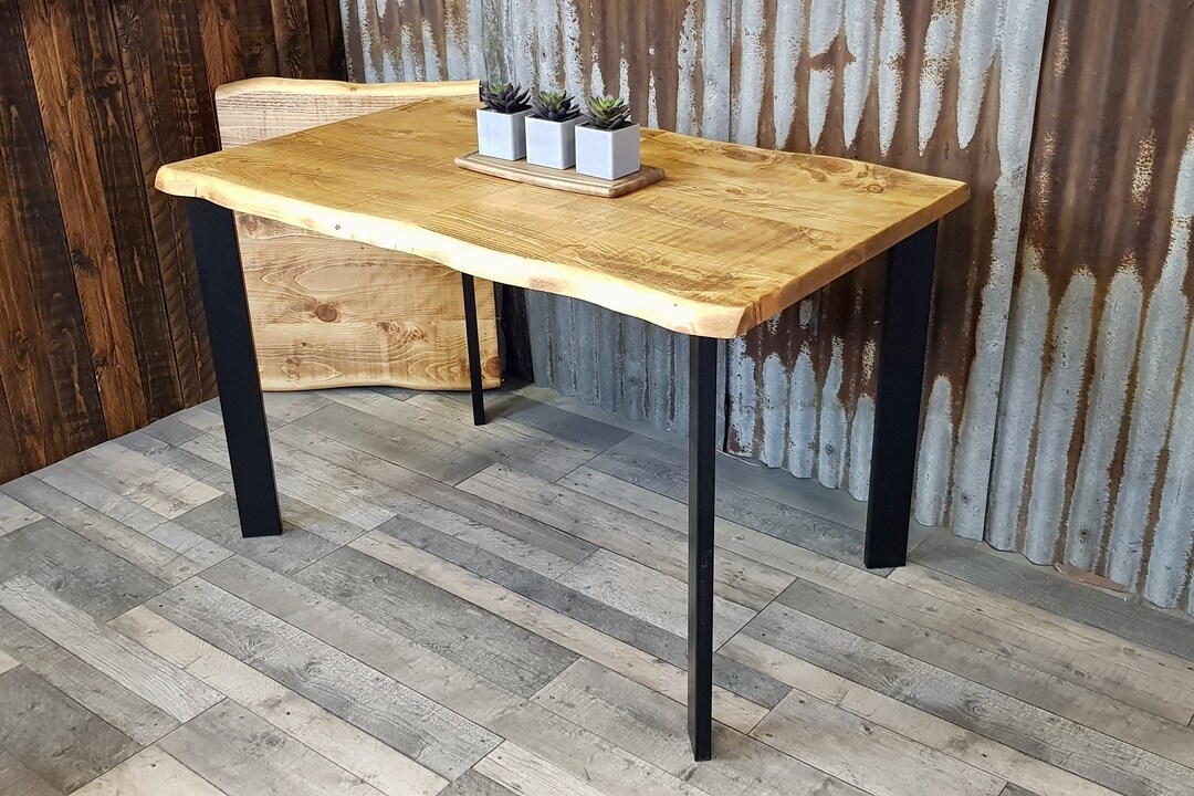 Live Edge Extending Dining Table With Steel Legs, Live Edge Dining ...