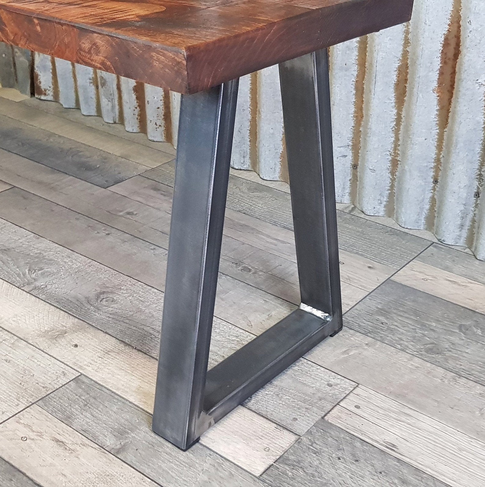 Calia Industrial Style Bench Trapezium Style Bench Wooden - Etsy UK