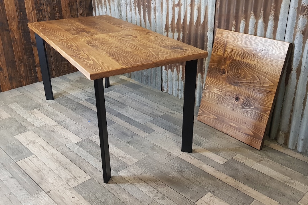 Extending Dining Table With Steel Legs, Modern-industrial Extending ...
