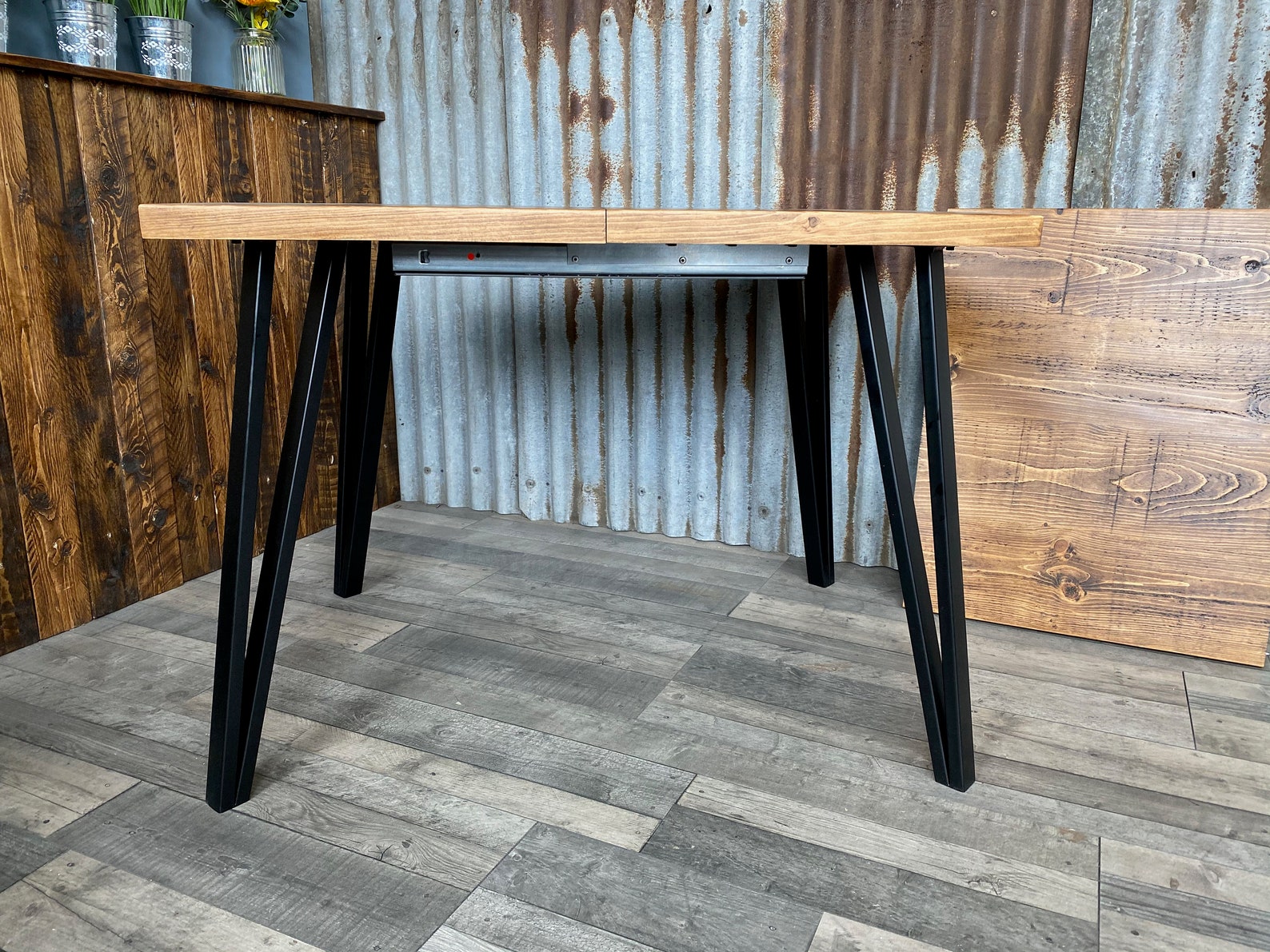 Extending Dining Table With Steel Legs Modern-industrial - Etsy UK