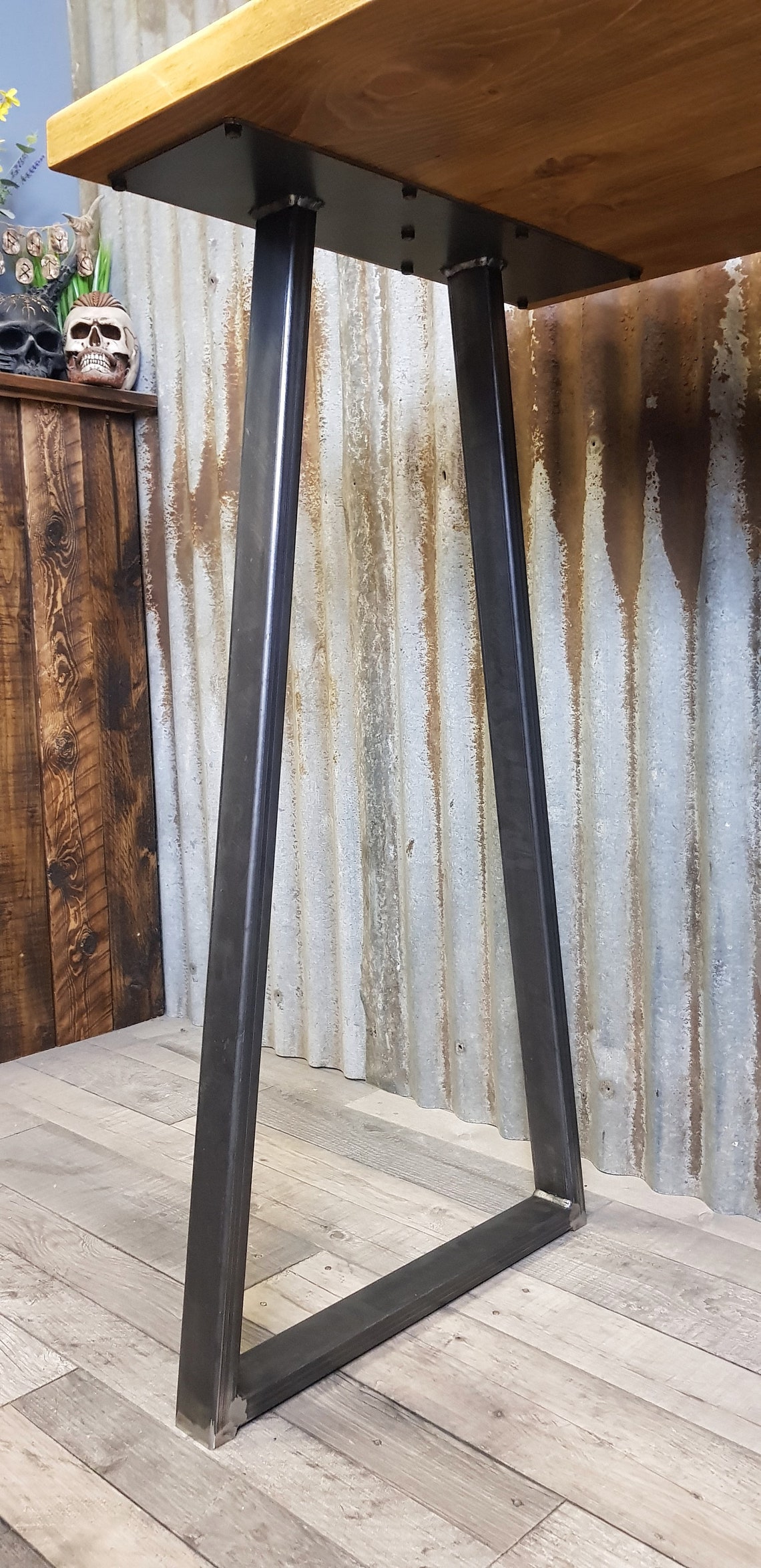 Industrial Style Breakfast Bar With Trapezium Shaped Legs - Etsy UK