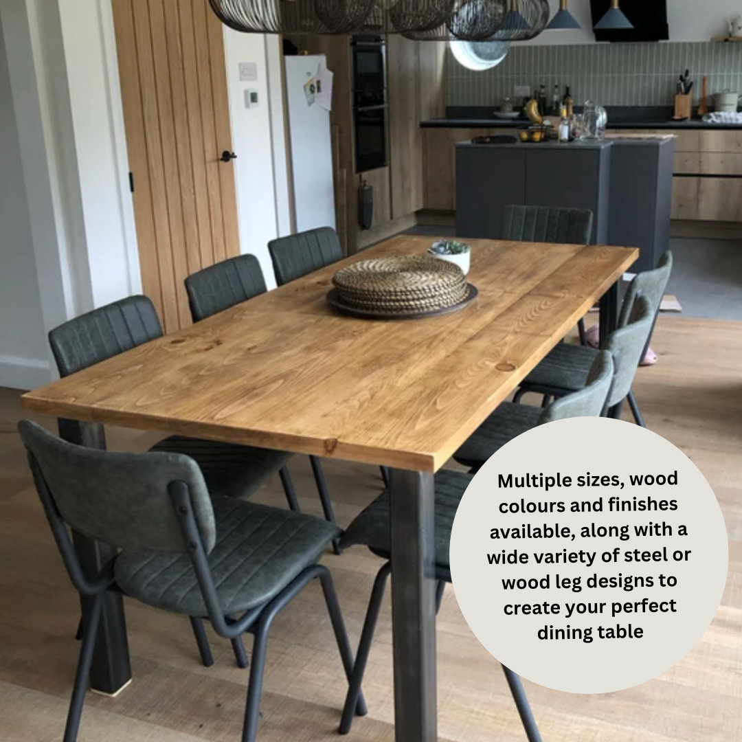 Extending dining table Industrial style with extension storage solution multiple leg styles and wood finishes to create your bespoke table