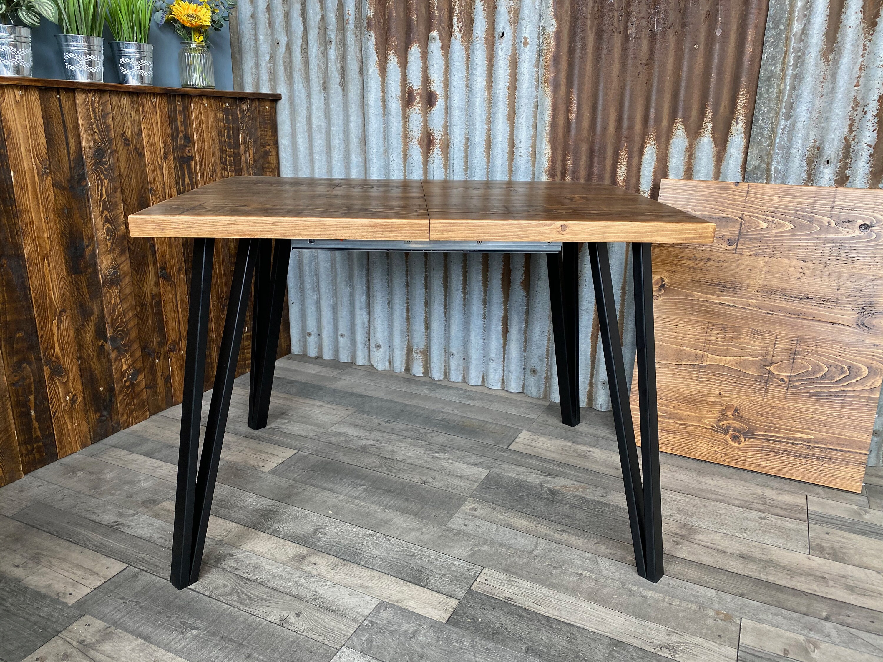 Extending Dining Table With Steel Legs Modern-industrial - Etsy UK