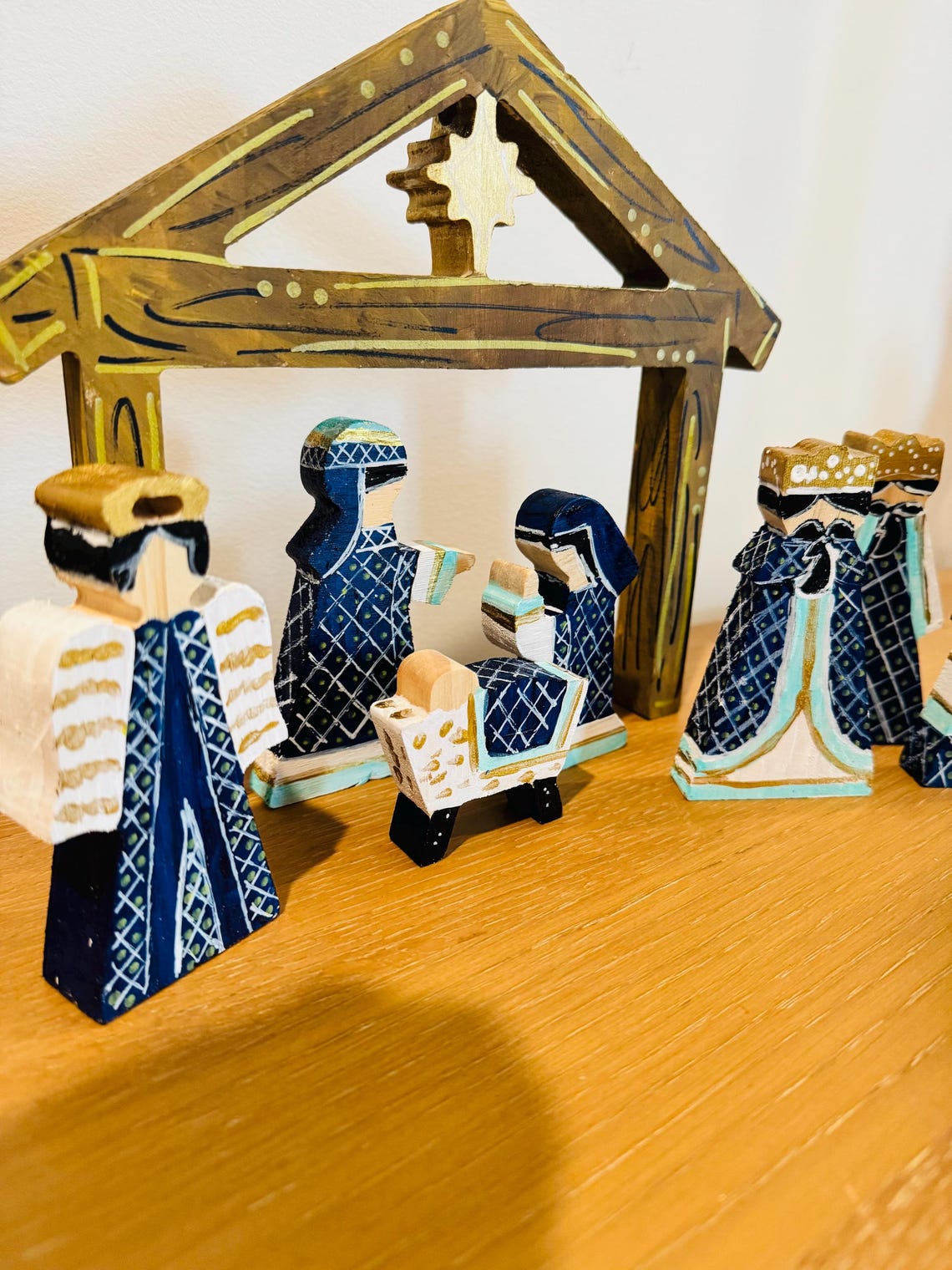 Hand-painted Wooden Nativity Set - Etsy