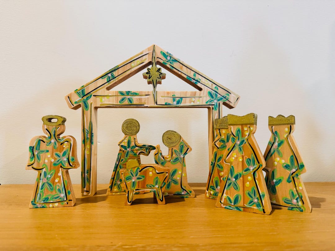 Hand-painted Wooden Nativity Set - Etsy