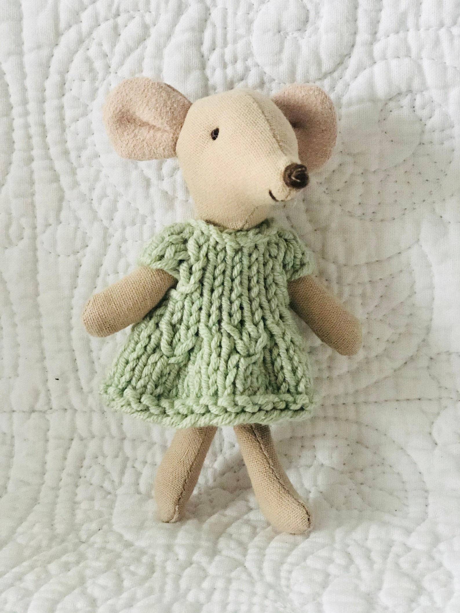 Maileg Little Sister Mouse Hand-knit Dresses Blue Green - Etsy