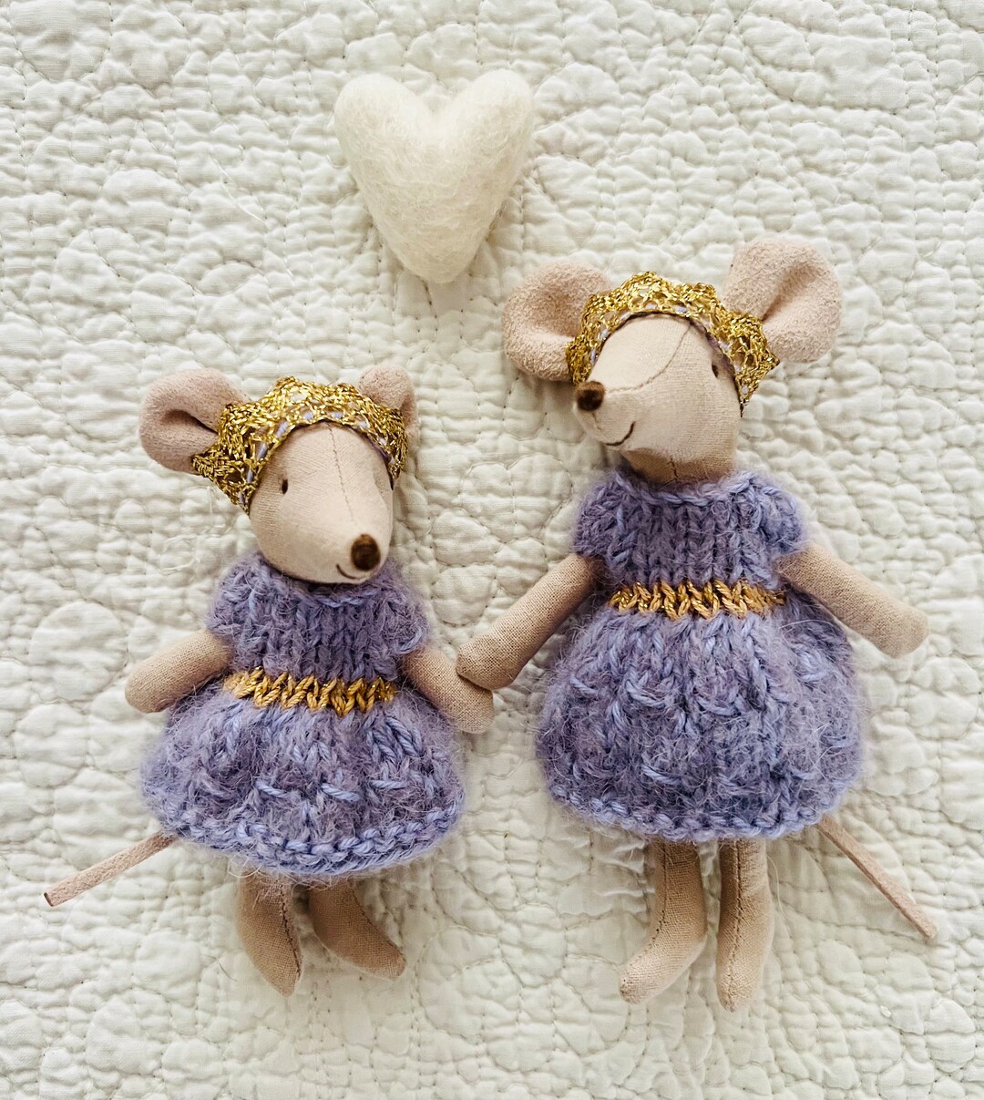 Princess Dress for Maileg 5” Big/little 4” Sister, Handknit Purple ...