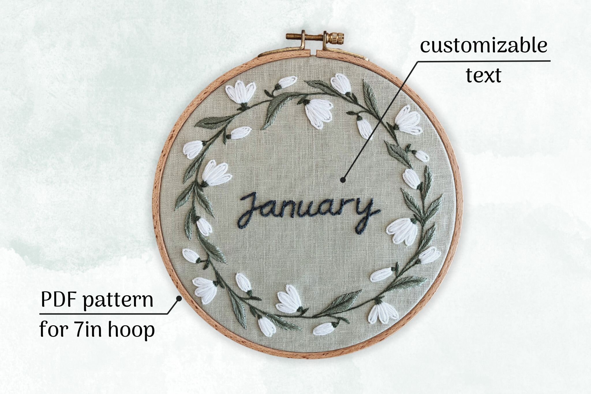 Snowdrop January Birth Month Flower, Customizable Hand Embroidery ...