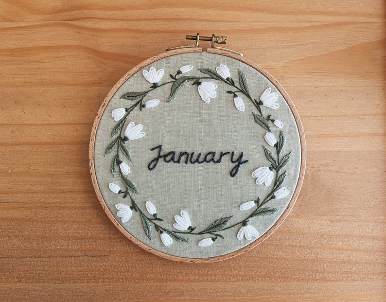 Snowdrop January Birth Month Flower, Customizable Hand Embroidery ...
