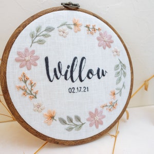 Baby Name Sign for Nursery, Customizable Embroidery Pattern for ...