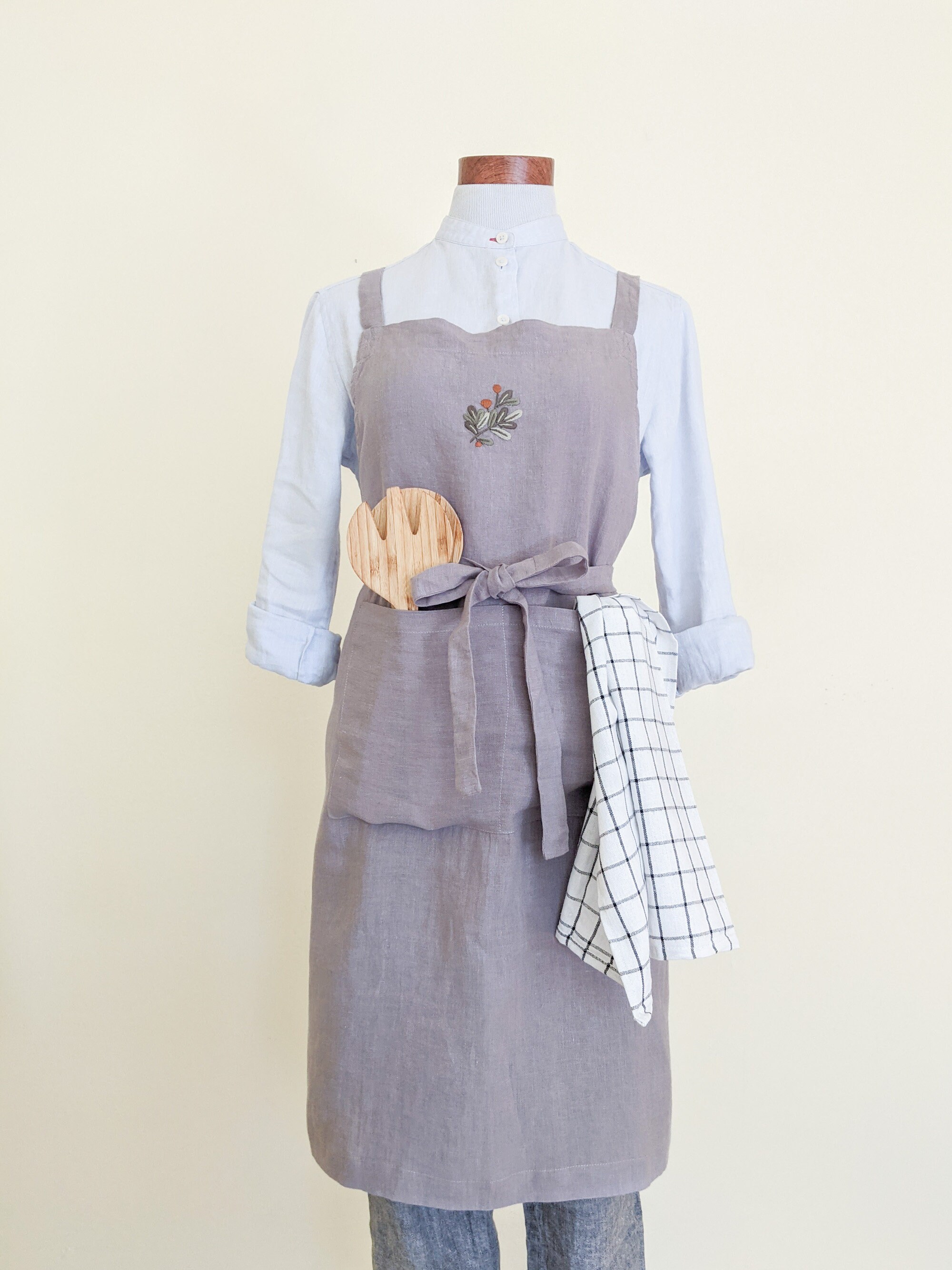 Handmade aprons for women with pockets Hand embroidered | Etsy