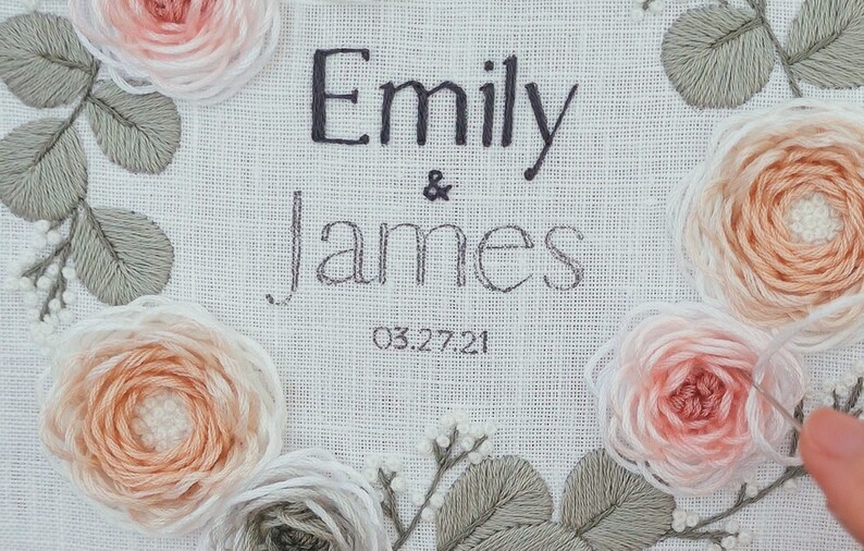 Wedding Anniversary Date Art Customizable Hand Embroidery - Etsy