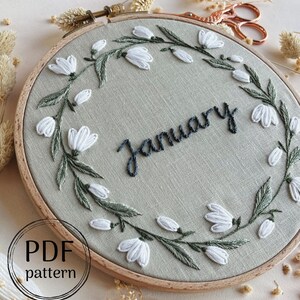 Snowdrop January Birth Month Flower, Customizable Hand Embroidery ...