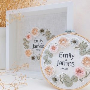 Wedding Anniversary Date Art, Customizable Hand Embroidery Pattern PDF ...