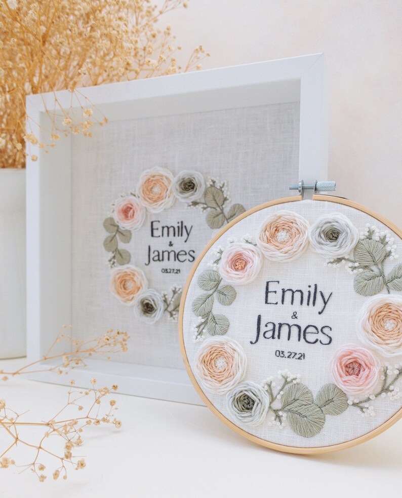 Wedding Anniversary Date Art Customizable Hand Embroidery - Etsy