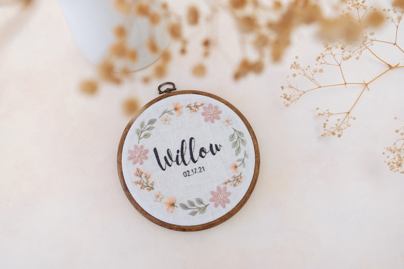 Baby Name Sign for Nursery Customizable Hand Embroidery - Etsy