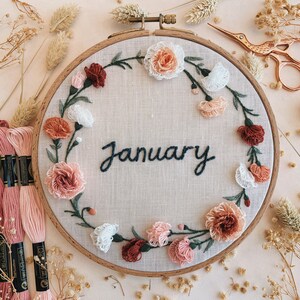 Carnation January Birth Month Flower, Customizable Hand Embroidery ...
