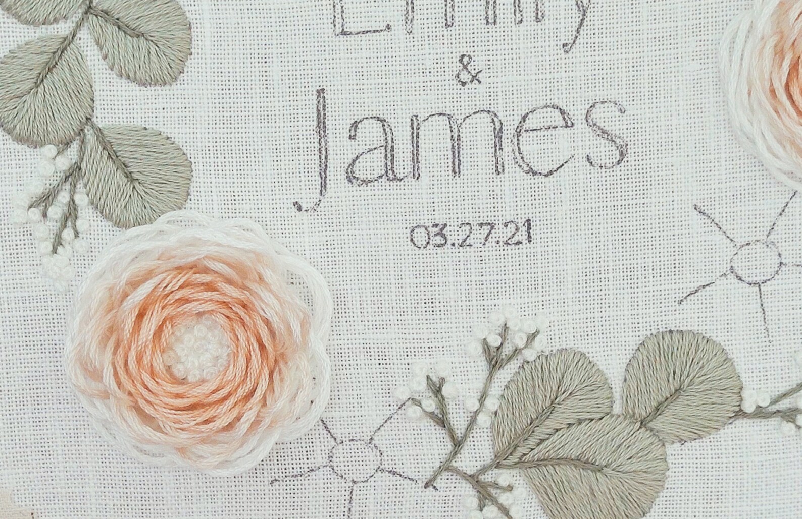 Wedding Anniversary Date Art Customizable Hand Embroidery - Etsy