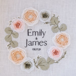 Wedding Anniversary Date Art, Customizable Hand Embroidery Pattern PDF ...