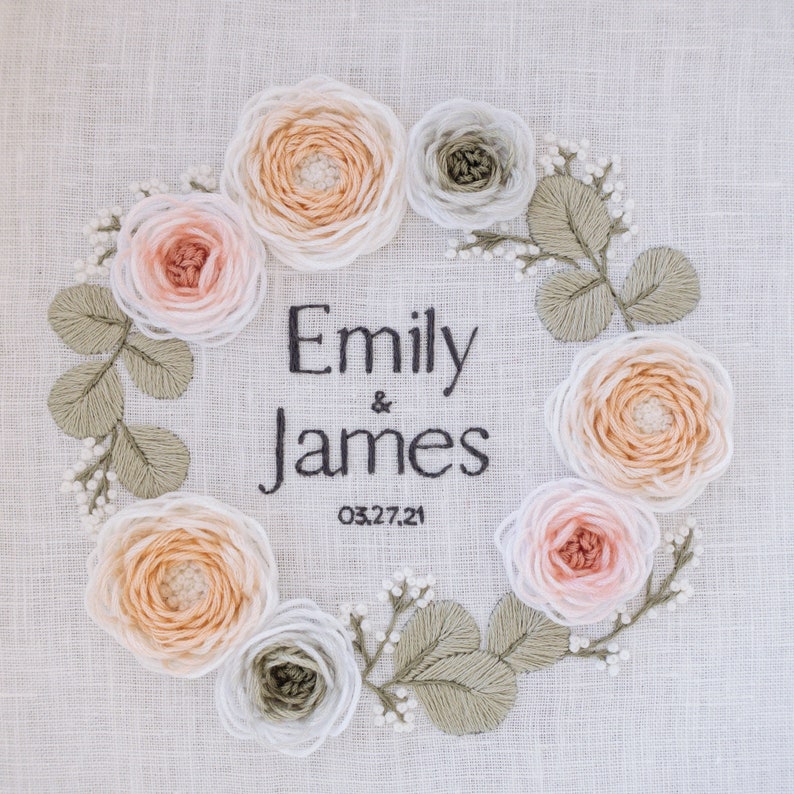 Wedding Anniversary Date Art Customizable Hand Embroidery - Etsy