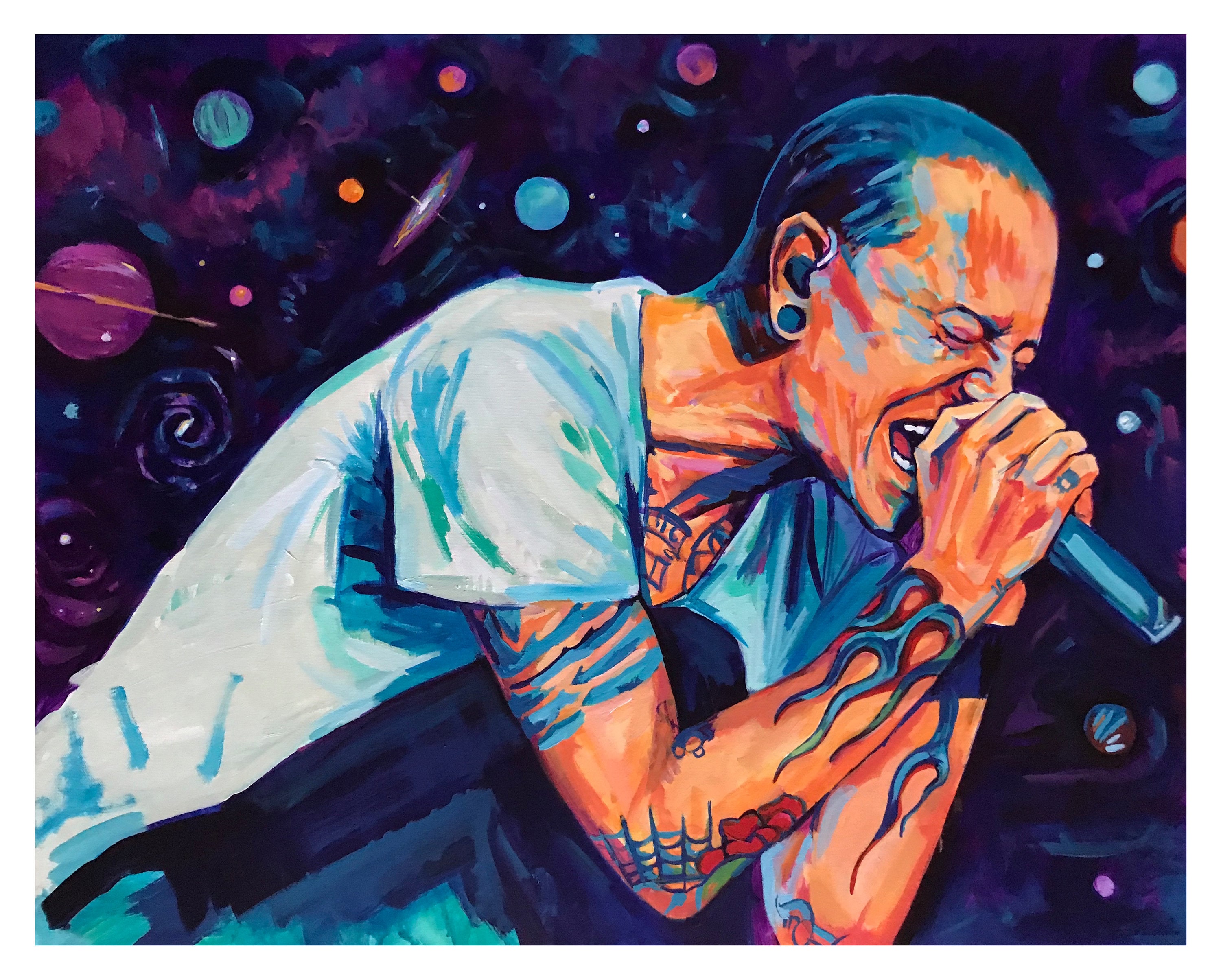 Chester Bennington 18x12 Poster Print Original Abstract Artwork Done by ...