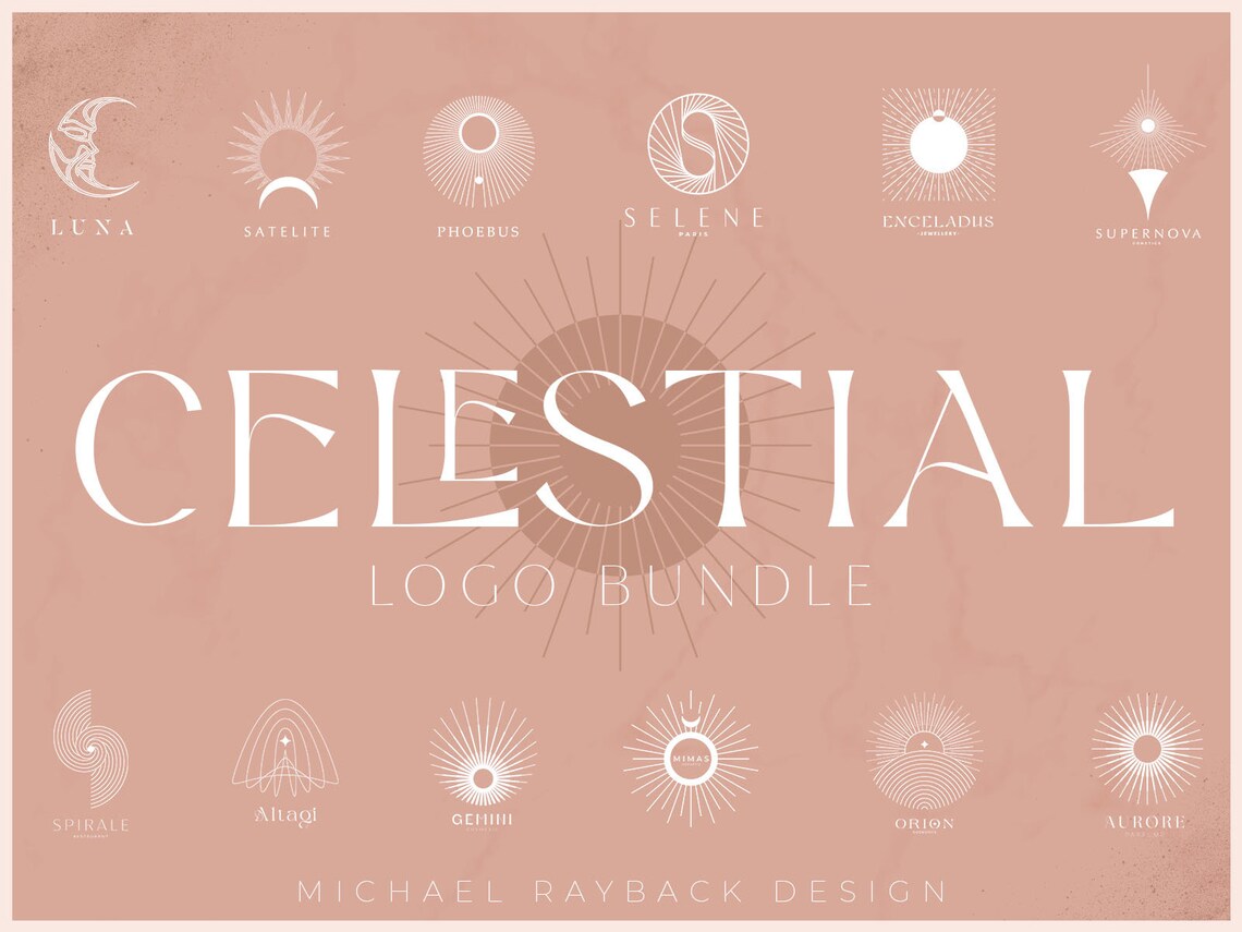 Celestial Logo Bundle Logo Collection Logo Template Logo Kit Branding ...