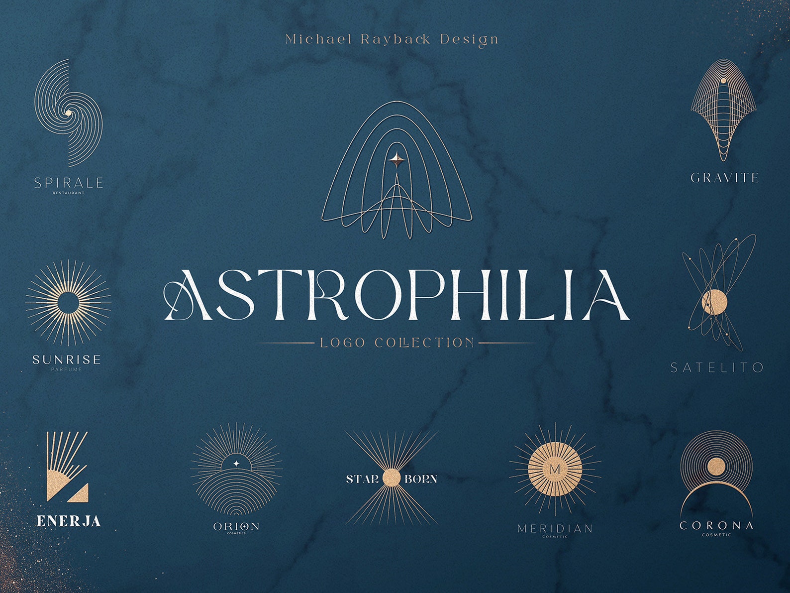 Celestial Logo Bundle - Golden Star, Moon, Space Logo Templates - Etsy