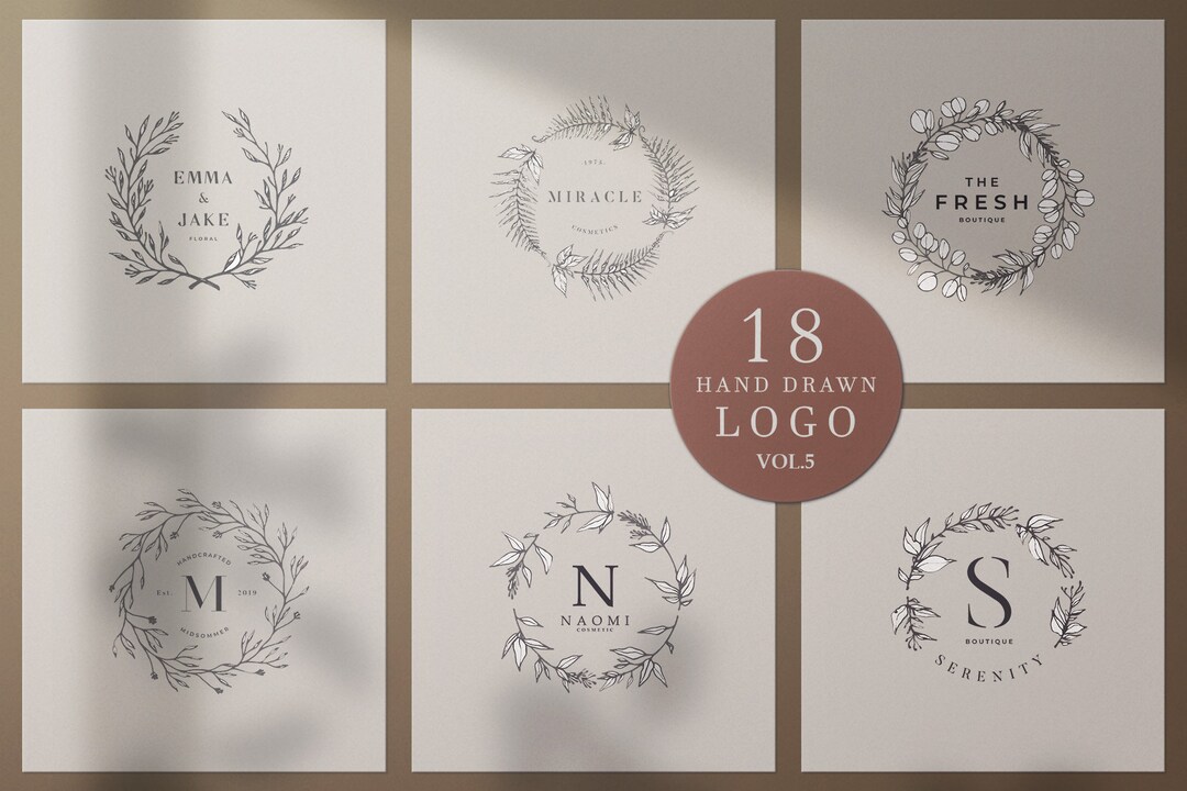 18 Hand Drawn Logo VOL.5 - Branding - Premade Logo - Logo Design - Hand ...