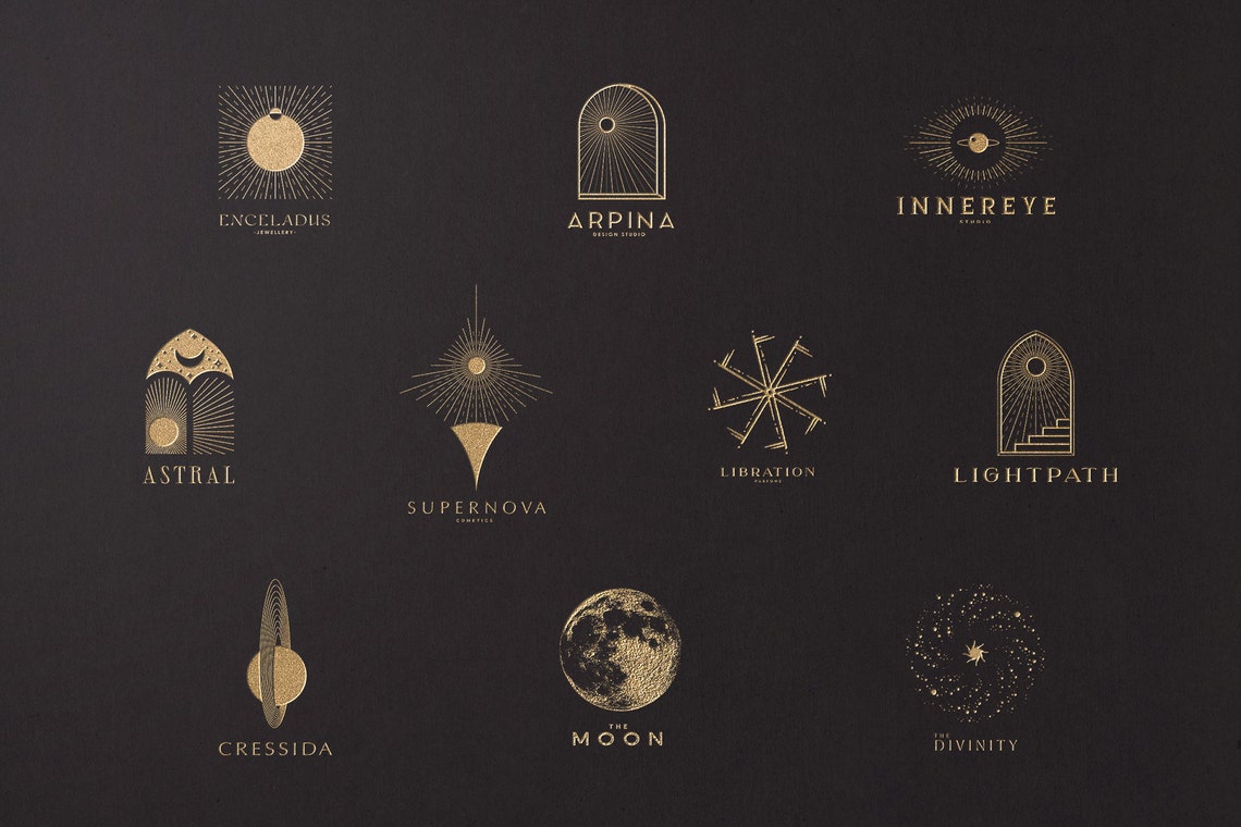 Celestial Logo Collection - Space Logo - Cosmic Elements - Star Logo ...