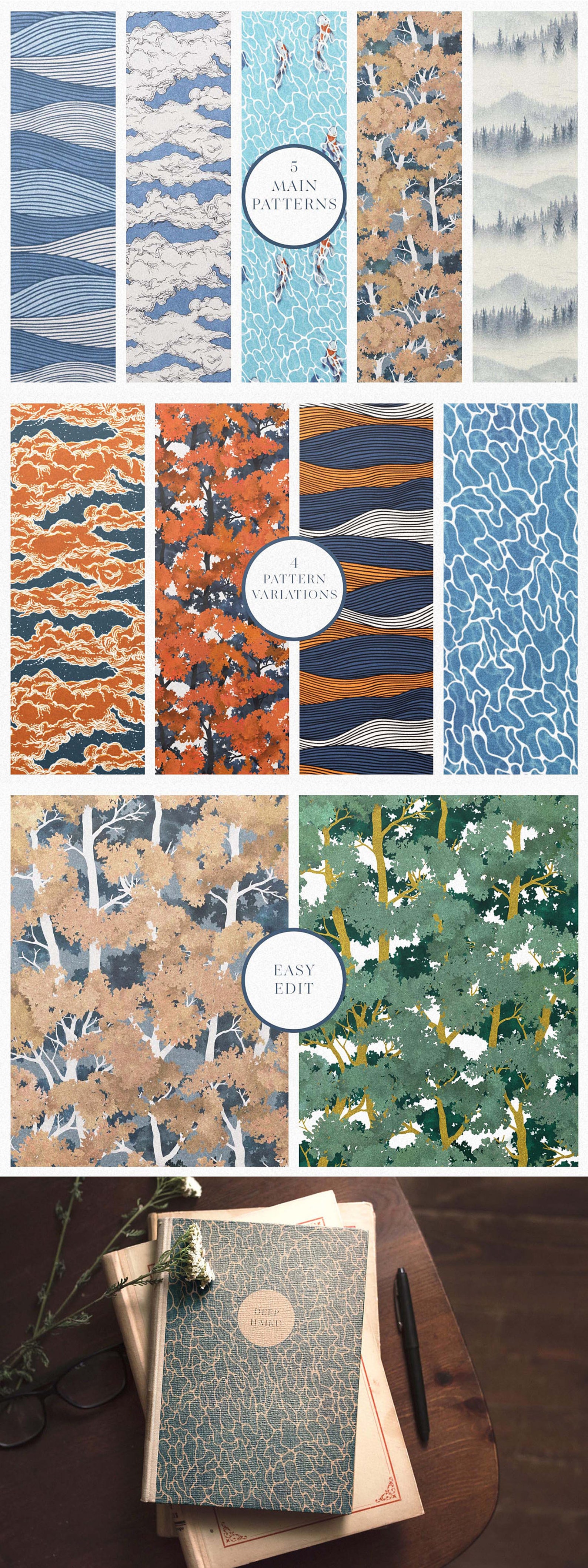 HAIKU Asian Patterns - Seamless Patterns - Japanese Patterns - Ocean ...