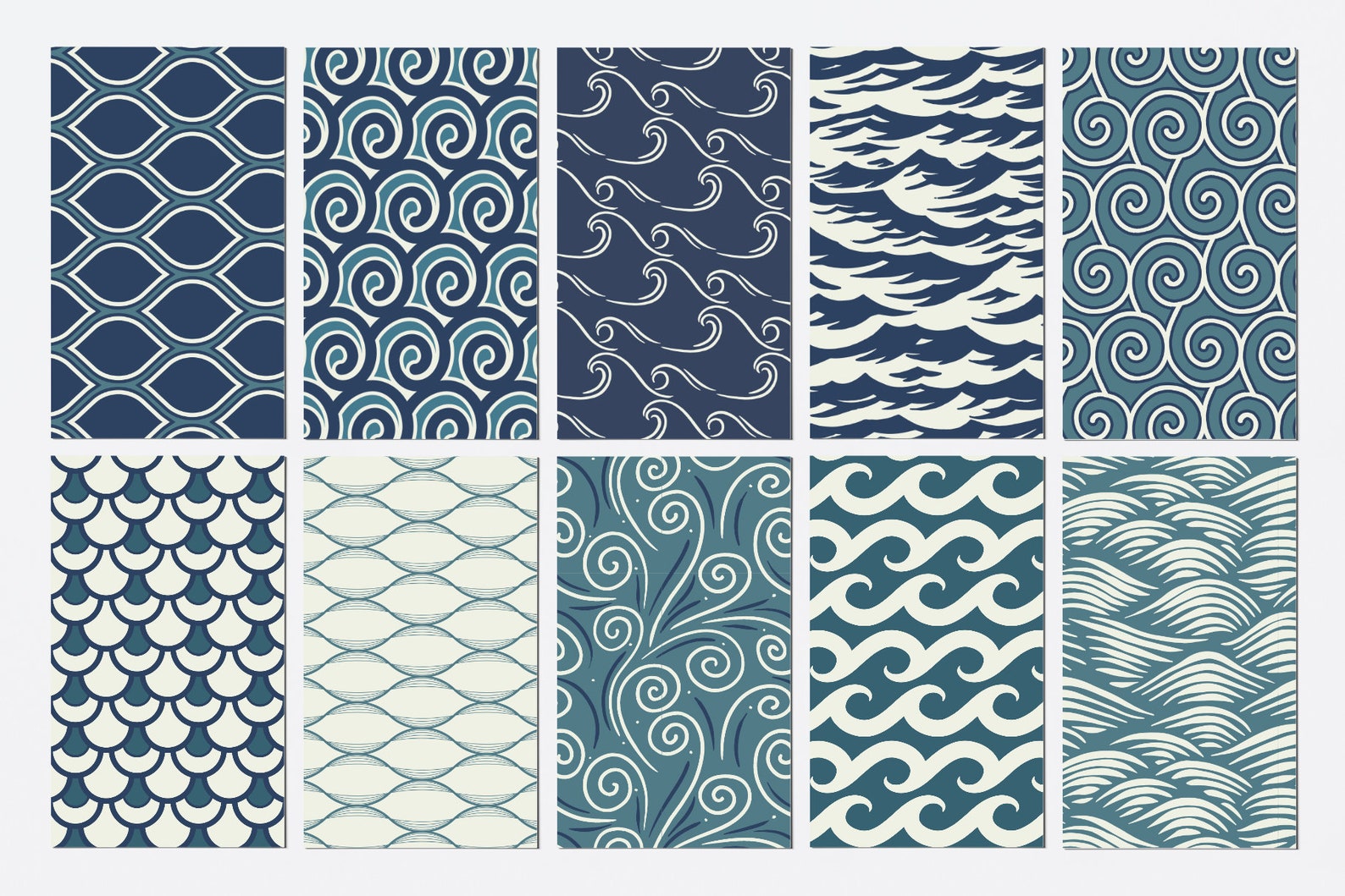 Seamless Sea Wave Patterns – Japanese Asian Vector (digital) - Etsy