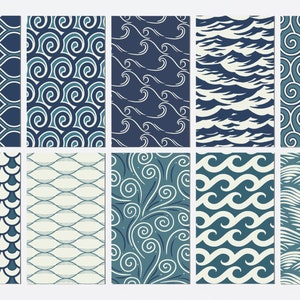 Seamless Sea Wave Patterns – Japanese Asian Vector (digital) - Etsy