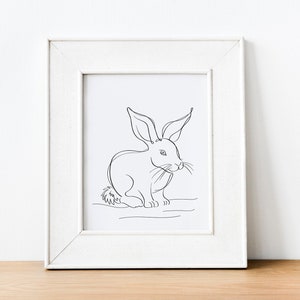 Minimalist Rabbit One Line Art Abstract Animal Drawing Print | Etsy