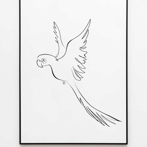 Minimalist Parrot One Line Art, Abstract Animal Drawing Print, Outline ...