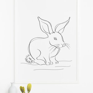 Minimalist Rabbit One Line Art Abstract Animal Drawing Print | Etsy