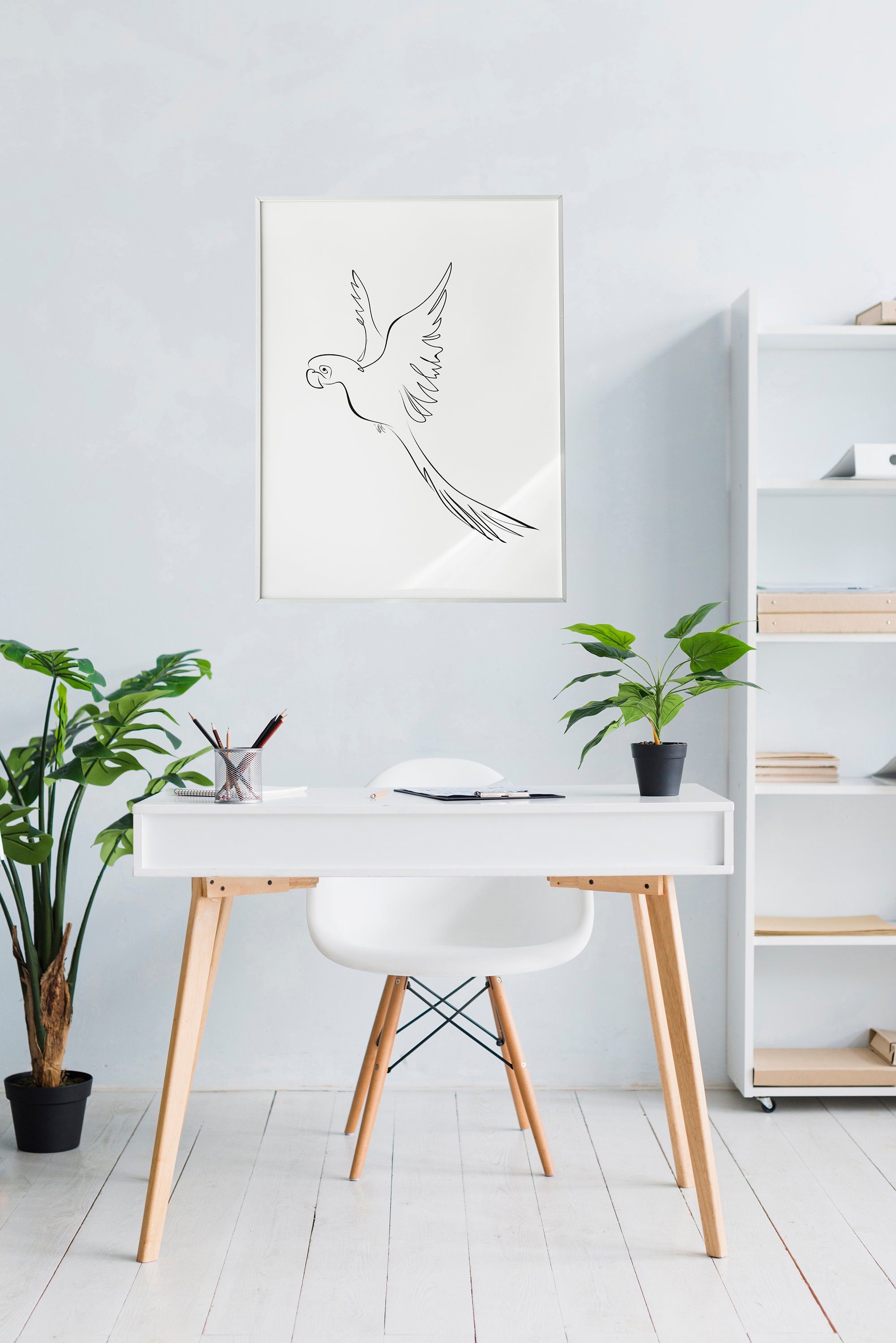 Minimalist Parrot One Line Art, Abstract Animal Drawing Print, Outline ...
